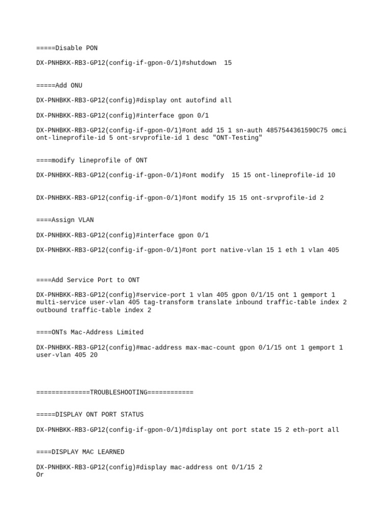 GPON Huawei OLT Config | PDF | Computer Engineering | Communications Protocols