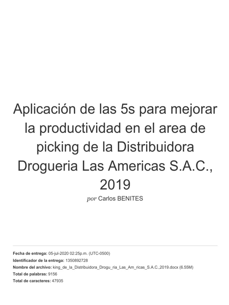 Aplicación de Las 5s para Mejorar La Productividad en El Area de ...