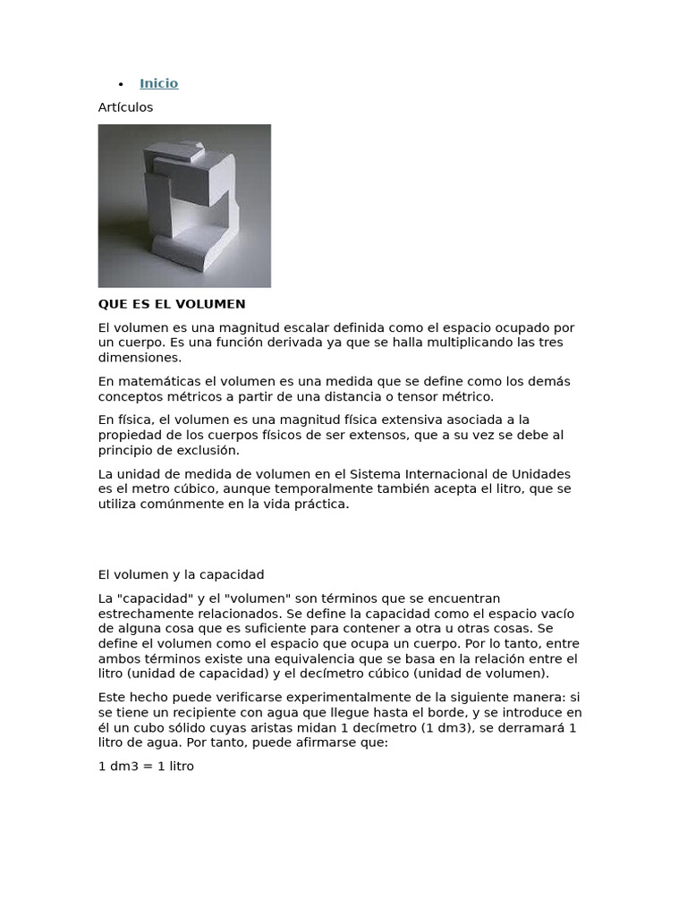 Definición y Unidades de Volumen | PDF | Volumen | Litro