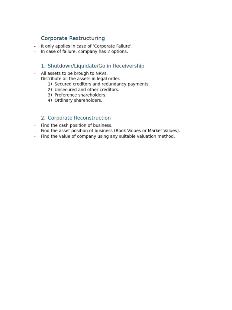 Corporate Restructuring | PDF