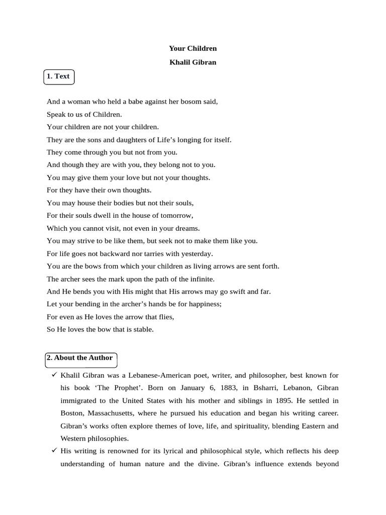 Gibran's Insight on Parenting and Children | PDF | Archery | Love