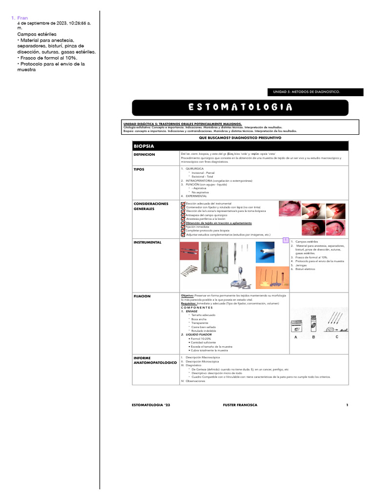 U5 TPM - METODO DE DIAGNOSTICO con comentario | PDF | Biopsia | Medicina