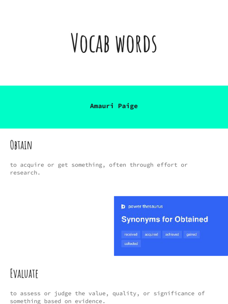 Vocab Words | PDF