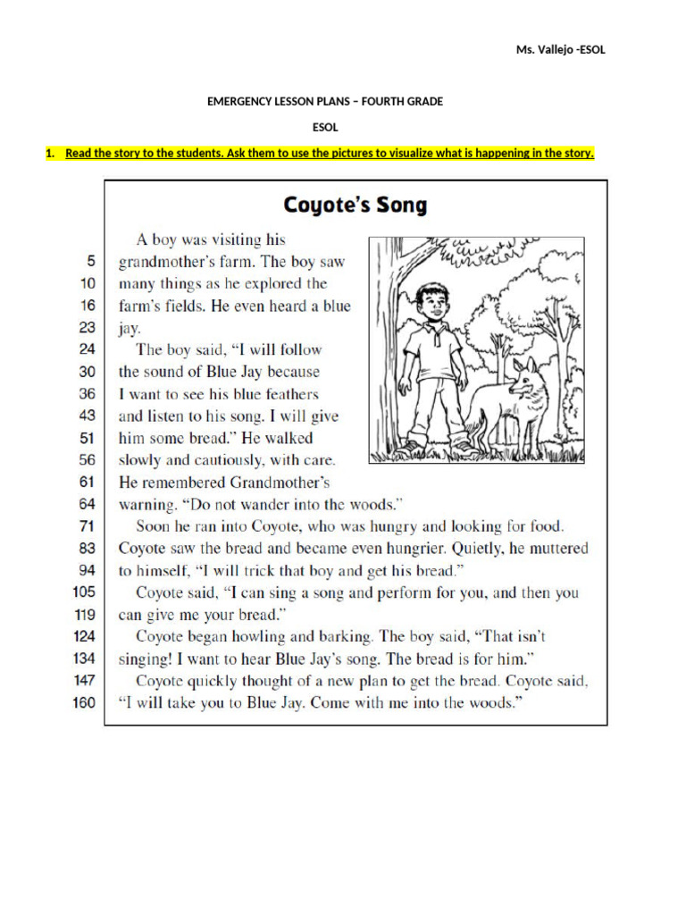 Emergency Lesson Plan Fourth Grade | PDF