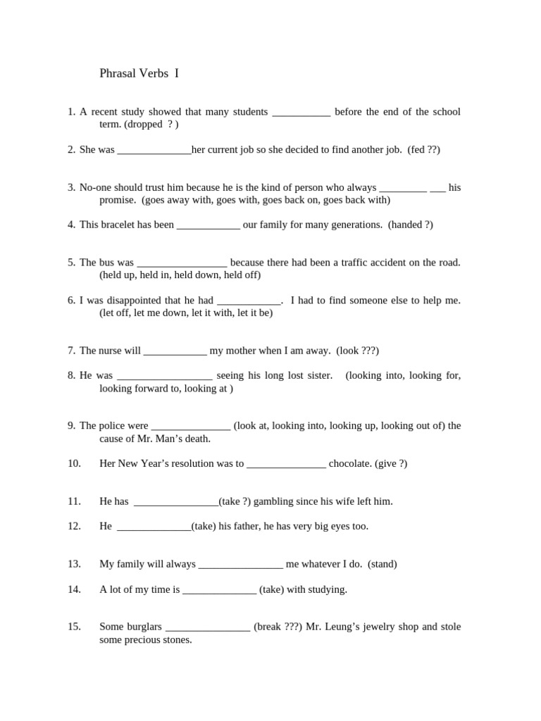 Phrasal Verbs I - Student | PDF