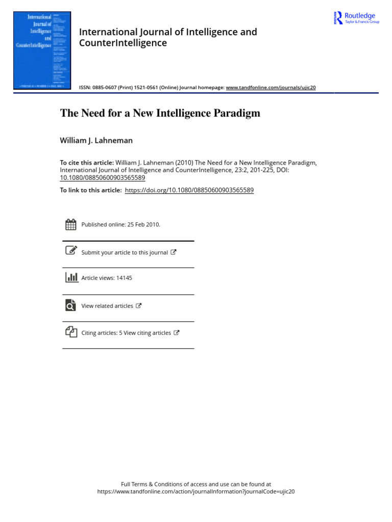 The Need For A New Intelligence Paradigm | PDF | Paradigm | Classified ...