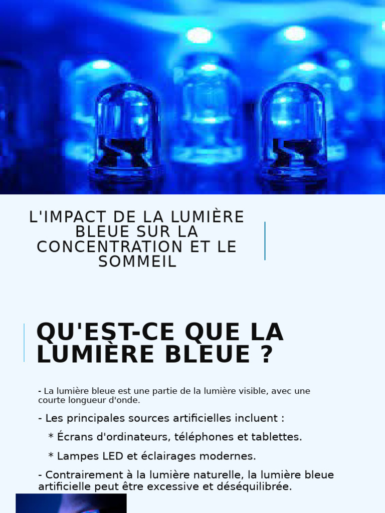 Effets de la lumière bleue sur sommeil et concentration | PDF
