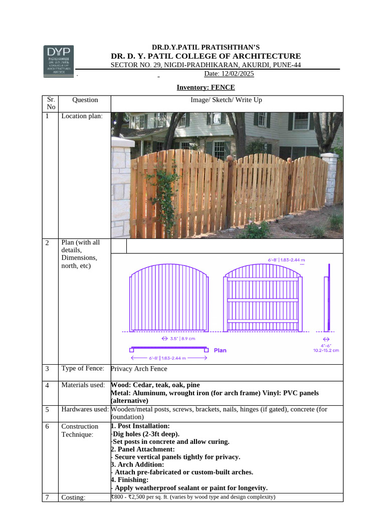 Inventory On Fencing and Gate Amey | PDF | Wood | Fiberglass