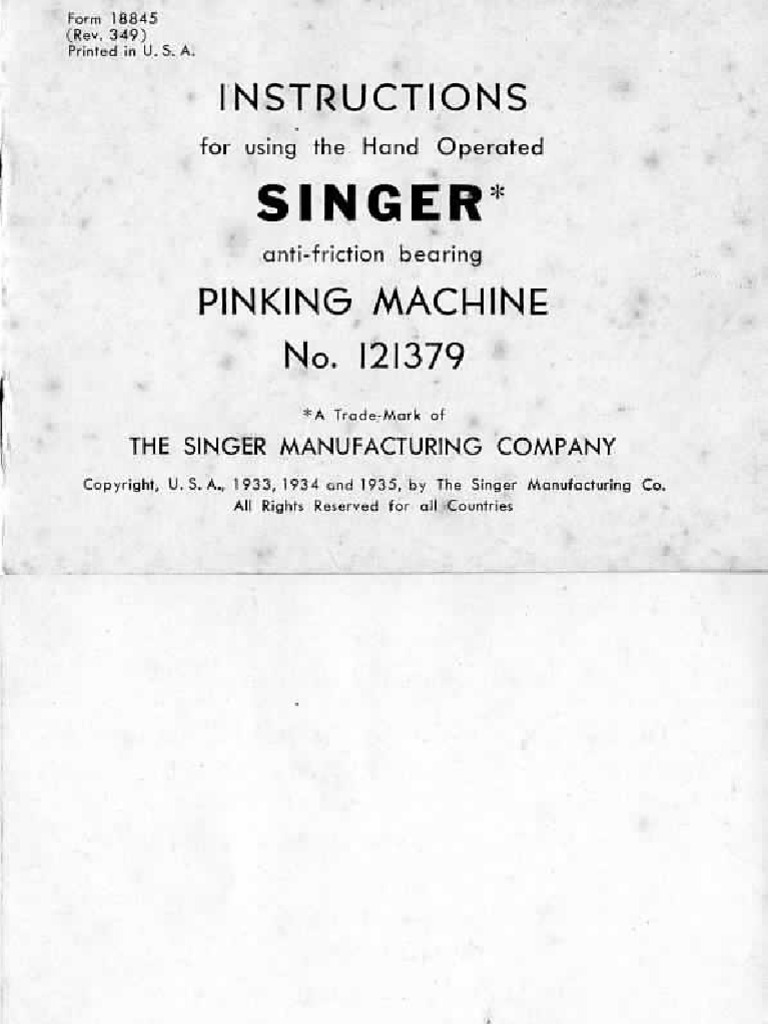 Singer Pinking Machine Manual | PDF