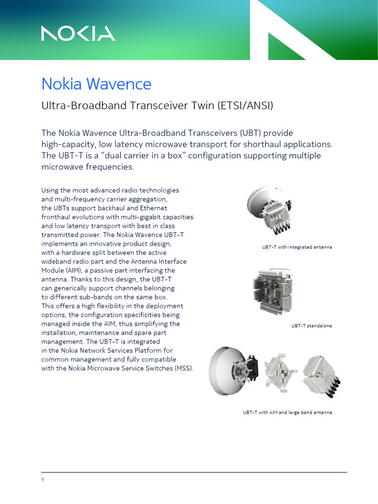 Nokia Wavence UBT-T Overview | PDF | Microwave | Radio
