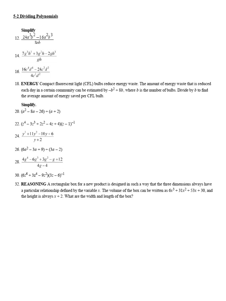 5_2_Dividing_Polynomials | PDF