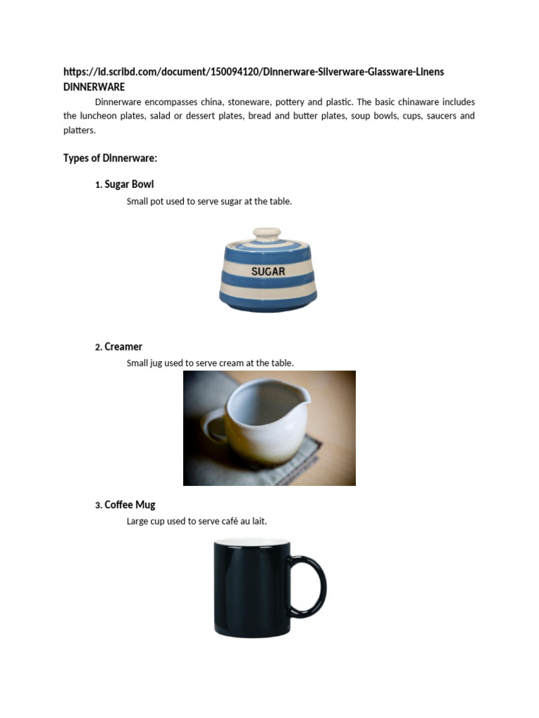 Dinnerware Silverware Glassware Linens | PDF | Tableware | Foods