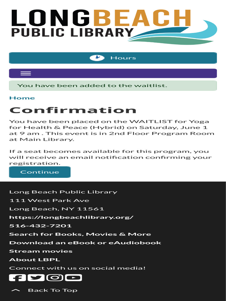 Confirmation Long Beach Public Library | PDF