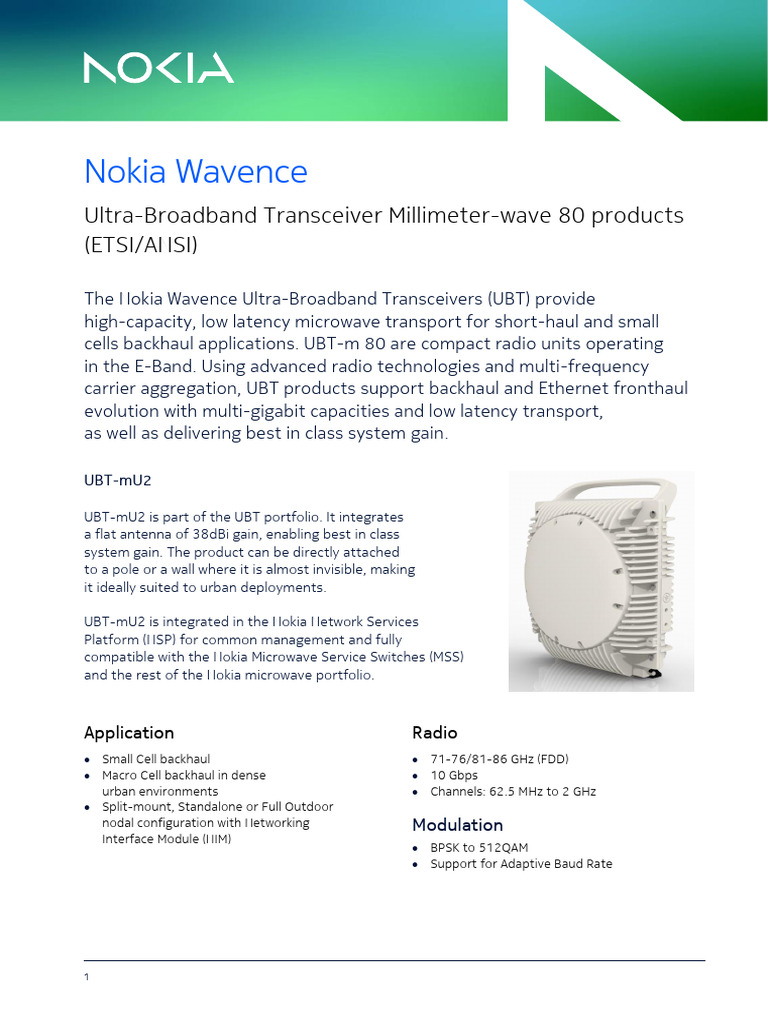 Nokia Wavence UBT-M Transceivers Overview | PDF | Computer Network ...