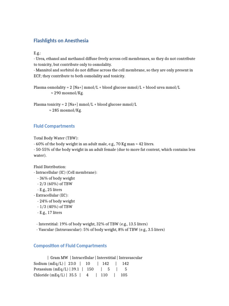 Fluid Balance Anesthesia | PDF | Cell Biology | Physiology