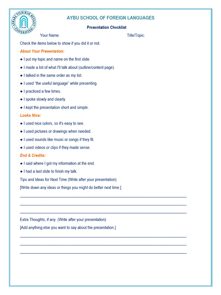 Presentation Checklist | PDF