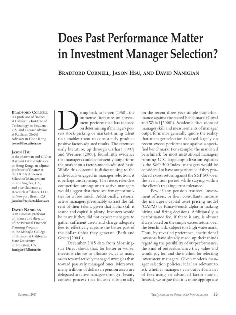 Does Past Performance Matter | PDF | Investment Management | Investing