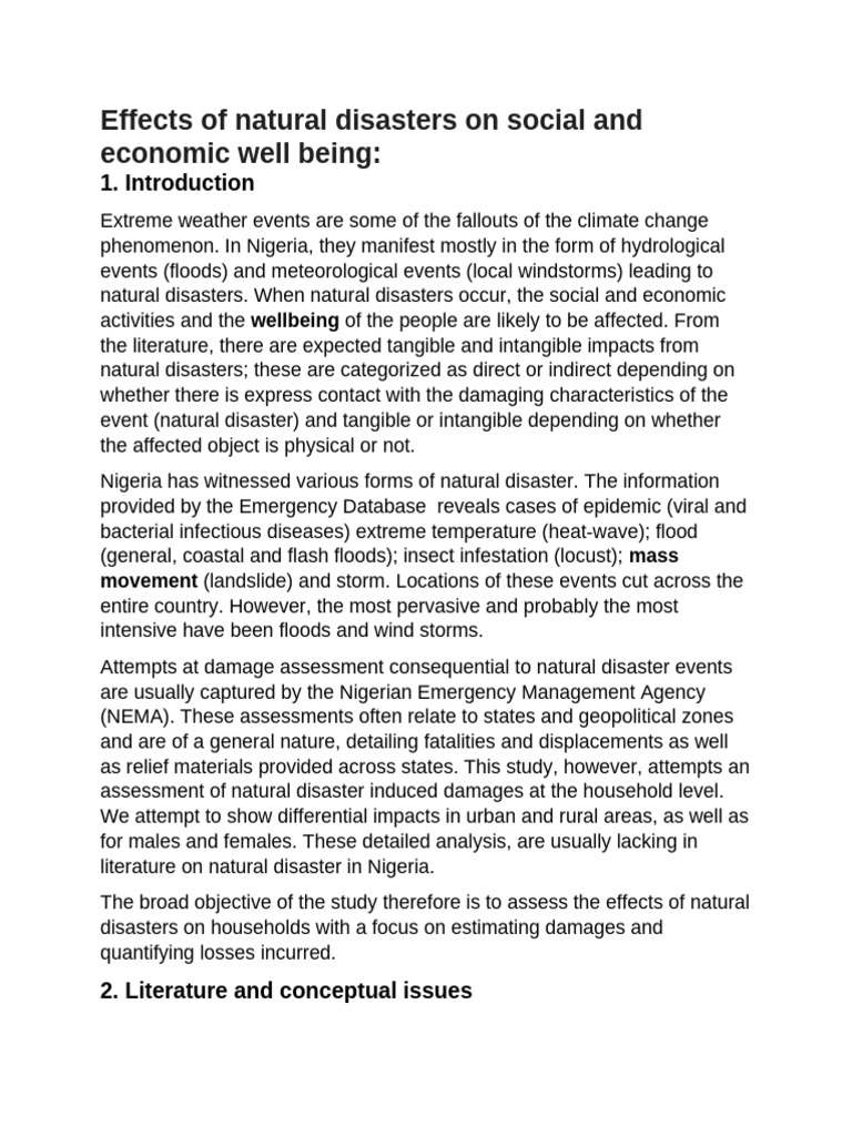 Effects of Natural Disasters On Social and Economic Well Being | PDF ...