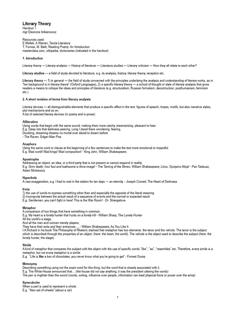Understanding Literary Theory and Devices | PDF | Metre (Poetry) | Rhyme