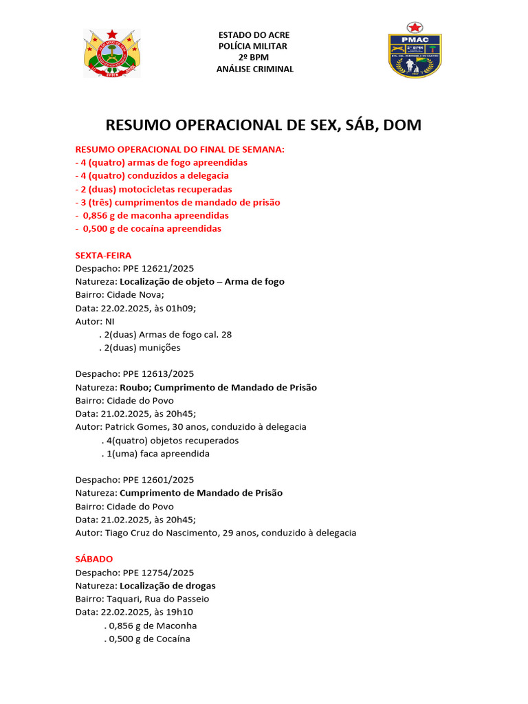 Resumo Operacional (2)rfrfrf | PDF | Segurança nacional | Polícia