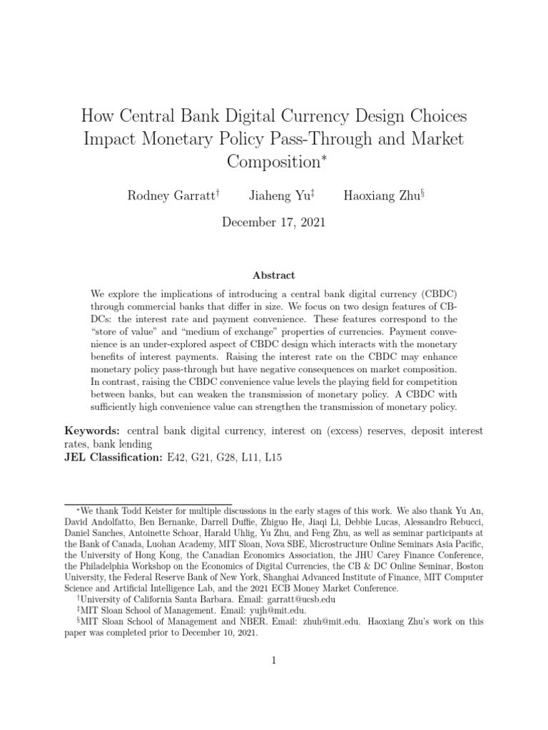 CBDC Design: Interest Rates & Convenience | PDF | Banks | Interest