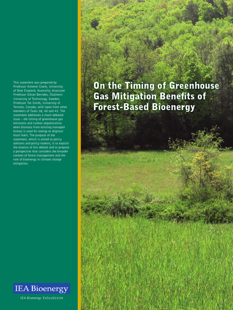 On The Timing of Greenhouse Gas Mitigation Benefits of Forest Based Bioenergy | PDF | Climate ...