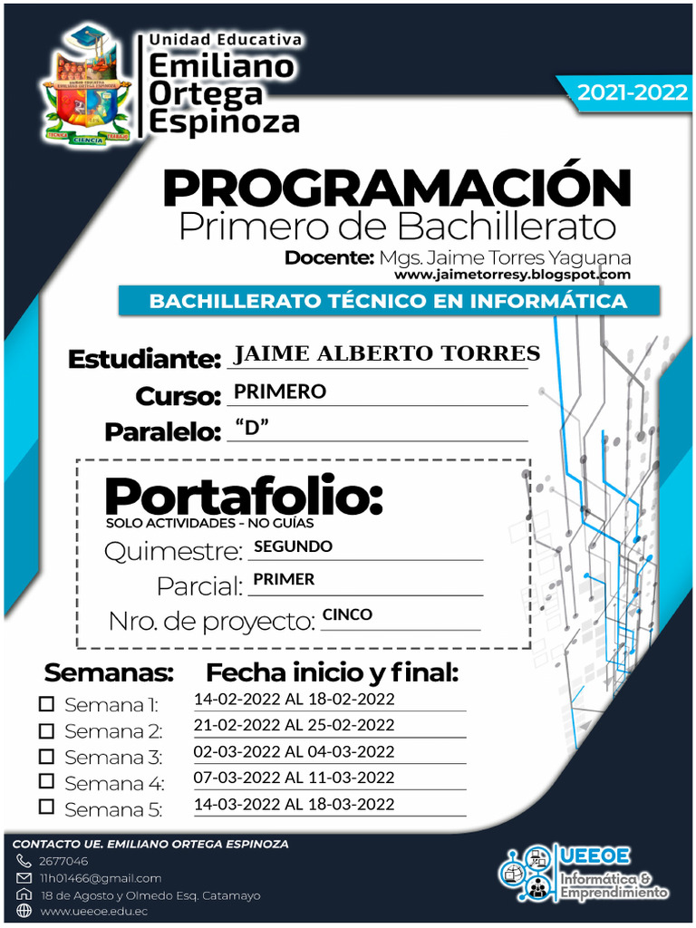 CARATULA_PROGRAMACIÓN 2022 | PDF