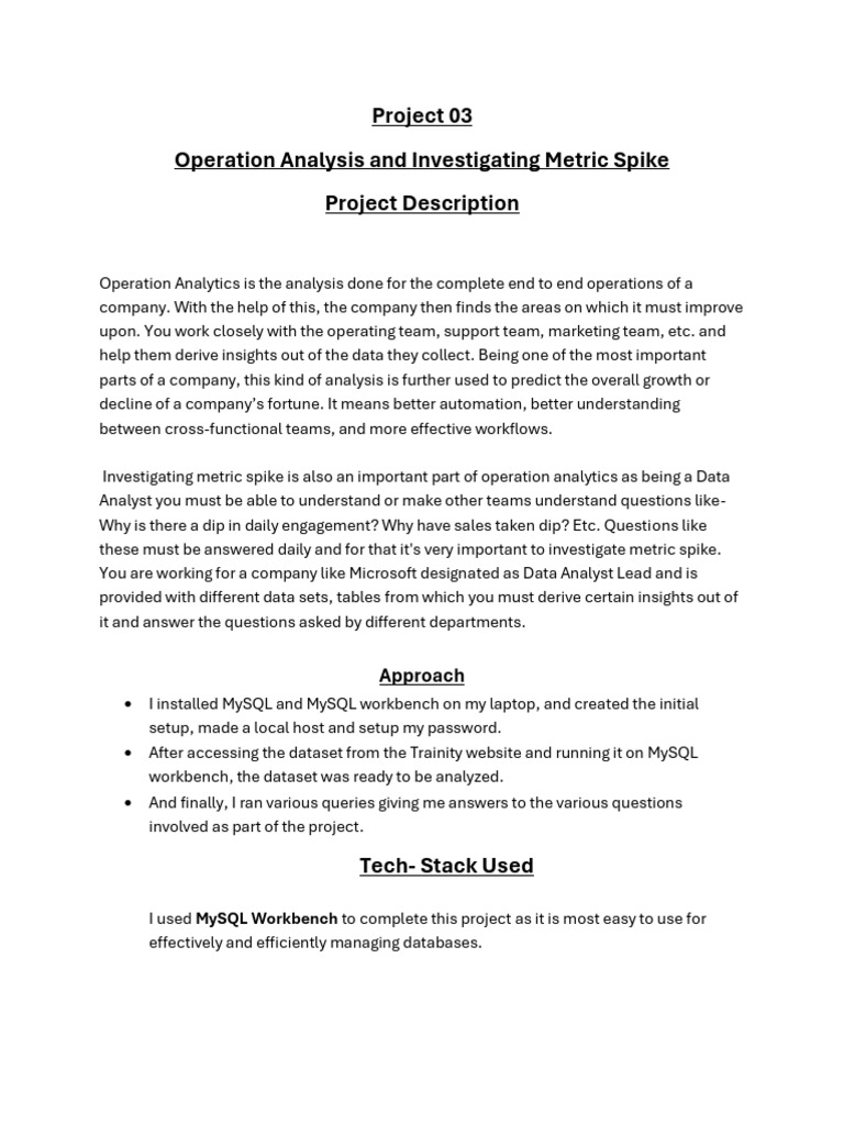 Operation and Metric Analytics | PDF | My Sql | Analytics