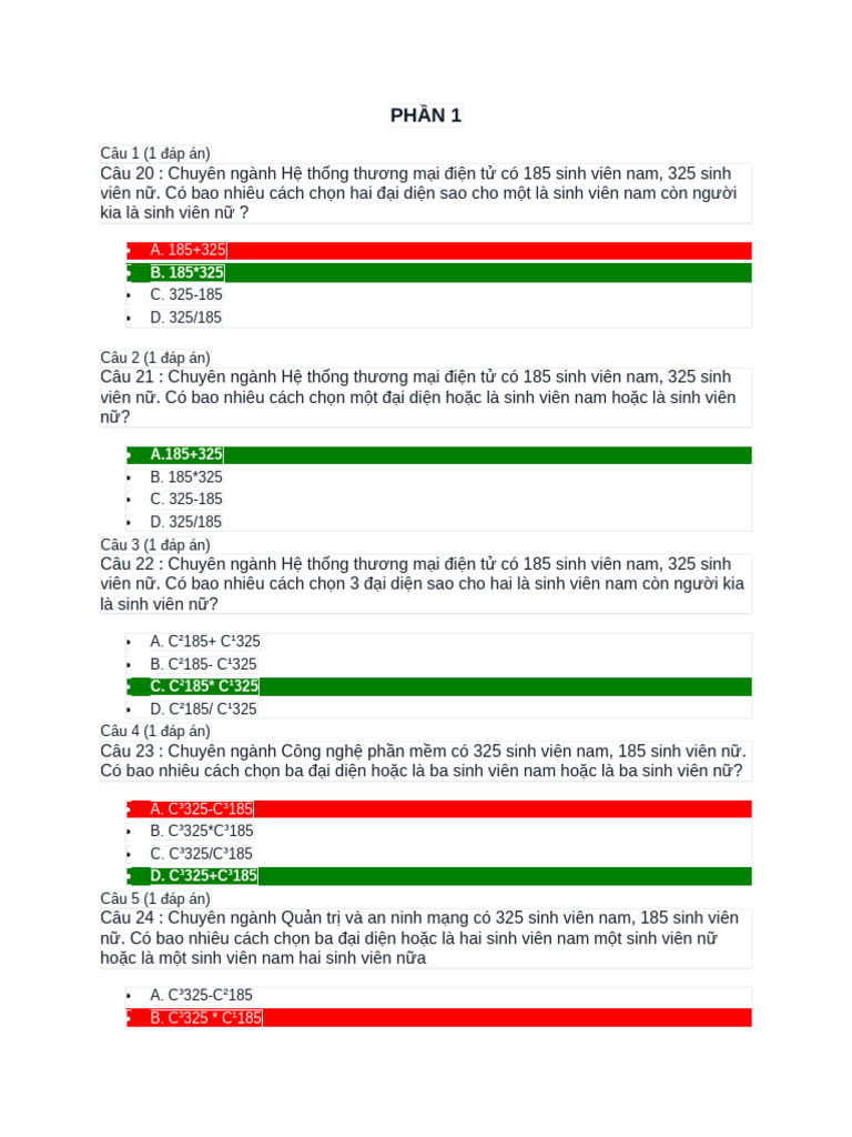 Câu 1 (1 Đáp Án) | PDF