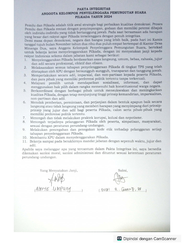Pakta Integritas | PDF