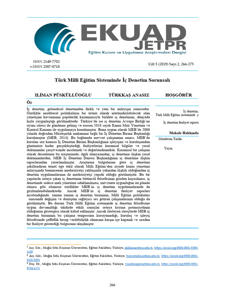 T RK Milli E Itim Sisteminde Denetim Sorunsal (#602082) - 779713 | PDF