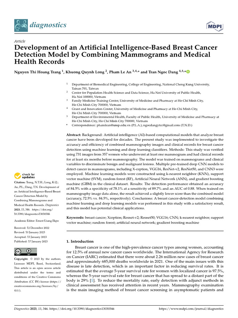 Development of An Artificial Intelligence Based Breast 19lv6v3x | PDF ...