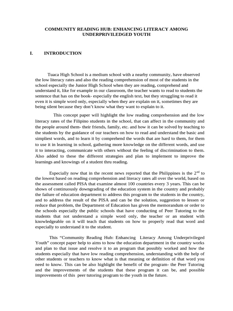 Community Reading Hub for Youth Literacy | PDF | Reading Comprehension ...