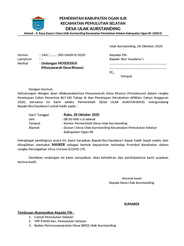 Undangan Musdes Rembug Musdessus | PDF