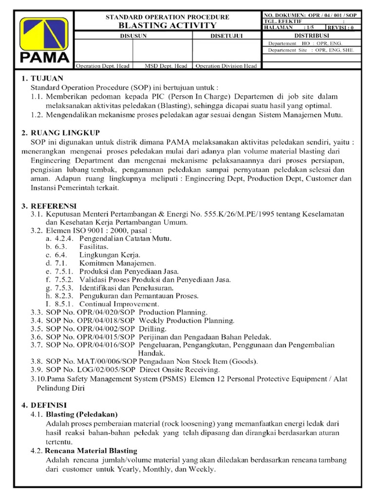 SOP Blasting Activity | PDF