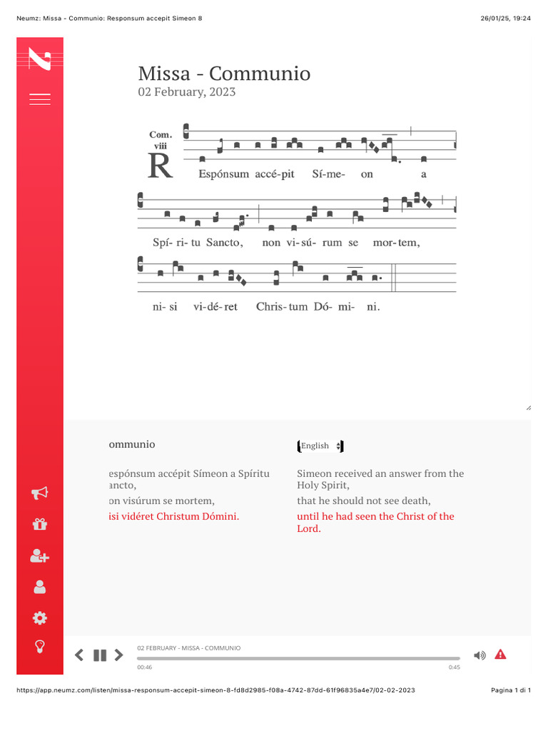 Neumz: Missa - Communio: Responsum Accepit Simeon 8 | PDF