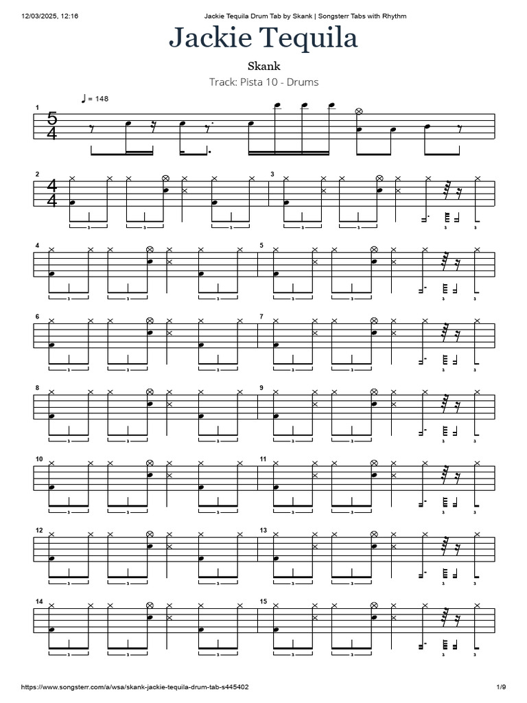 Jackie Tequila Drum Tab Overview | PDF