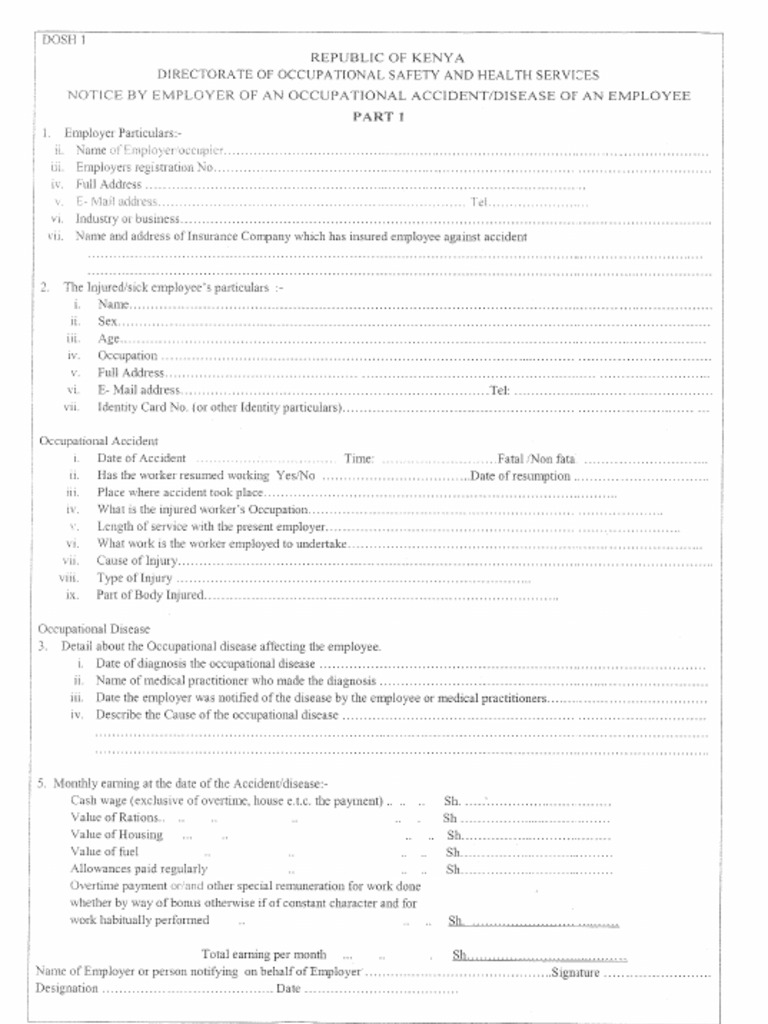 DOSH Accident Form 1) | PDF