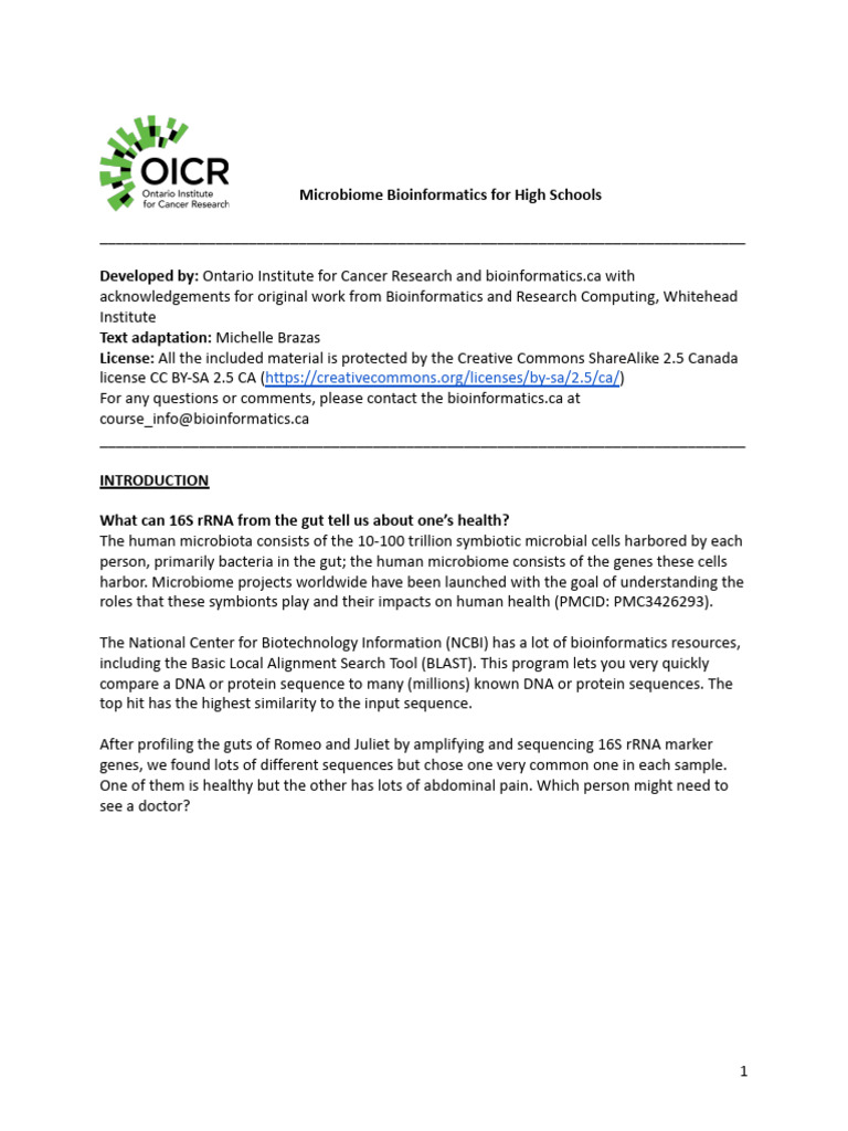 Microbiome Worksheet by Michelle Brazas | PDF | Microbiota | Life Sciences