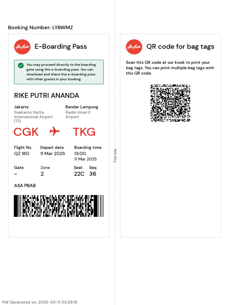 BoardingPass - LY6WMZ - RIKE PUTRI - 1362445689 (CGK-TKG) - 1741634974957 | PDF