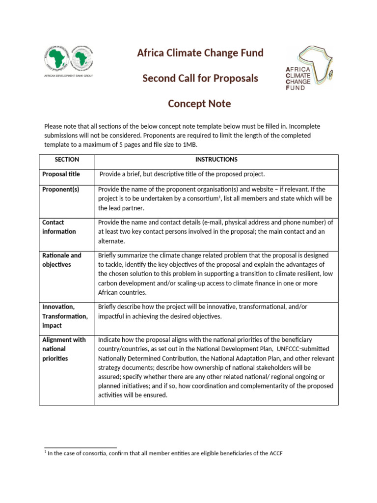 Africa Climate Change Fund Proposal Guide | PDF | United States Agency ...