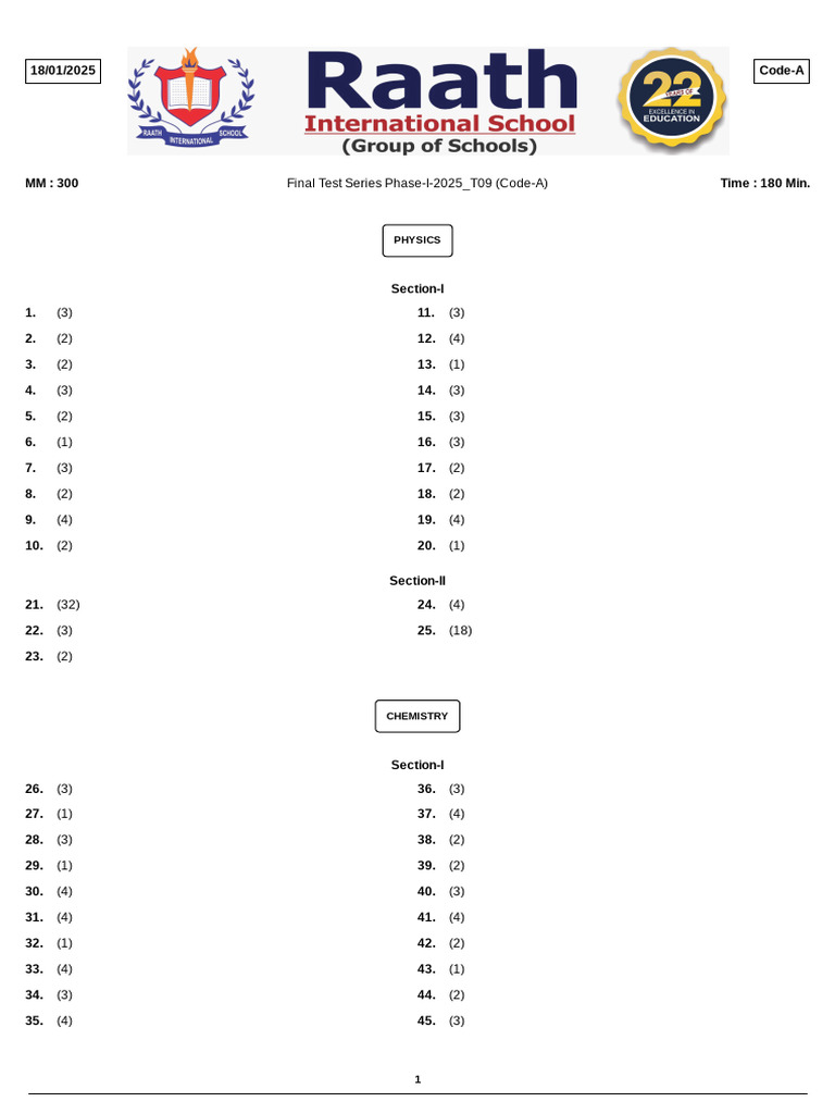 FTS-2025_Ph-1_T09-(Code-A)_Sol_(18-01-2025) | PDF | Acid | Physical Chemistry