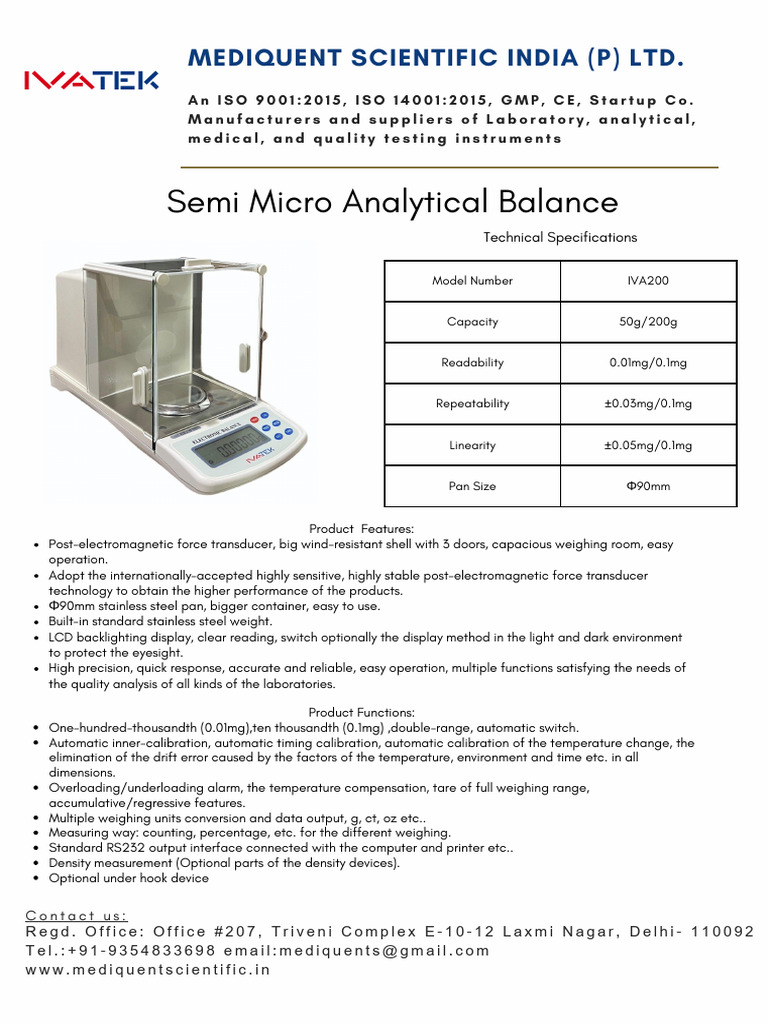 Micro Analytical Balance | PDF | Calibration