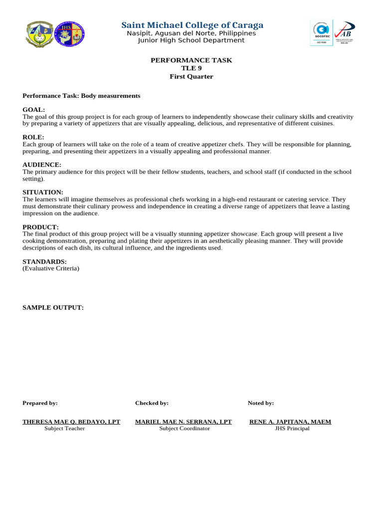 Tle 9 - 1ST Grading Performance Task With Sample Output | PDF