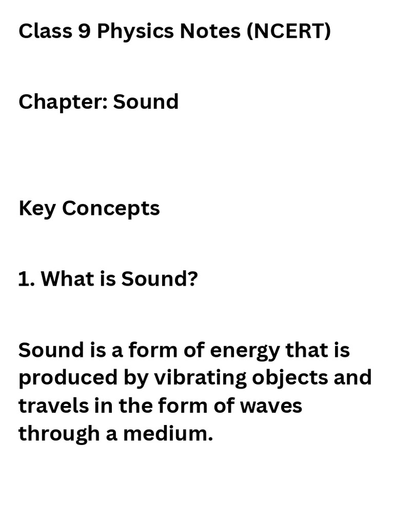 Class 9 Physics Notes (NCERT) - 20250119 - 185639 - 0000 | PDF | Sound ...