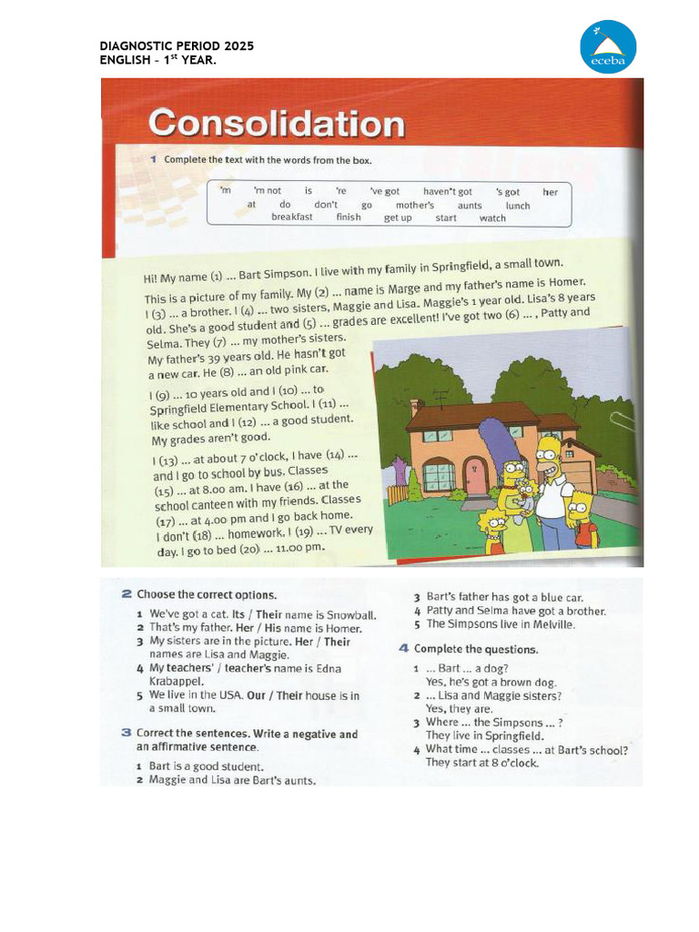 2025 English 1st Year Diagnostic Test | PDF
