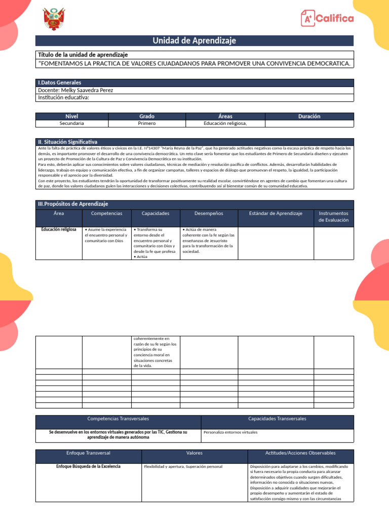“FOMENTAMOS LA PRACTICA DE VALORES CIUADADANOS PARA PROMOVER UNA CONVIVENCIA DEMOCRATICA. | PDF ...
