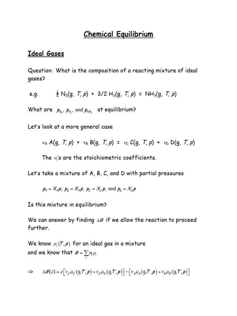 Chemical Equilibrium in Ideal Gases | PDF | Chemical Equilibrium | Physics