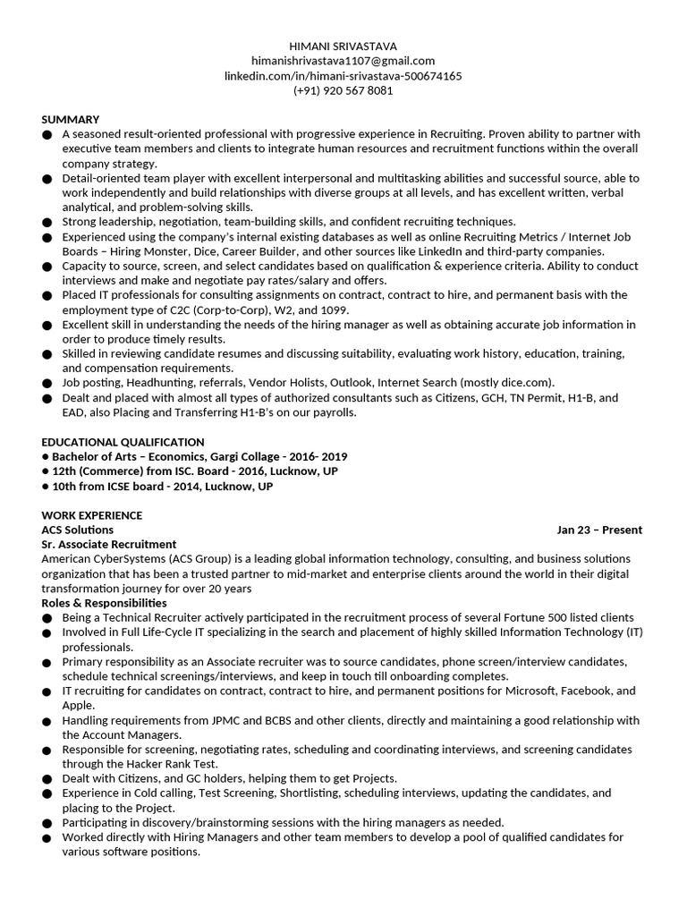 Himani Srivastava May '24 | PDF | Recruitment | Business