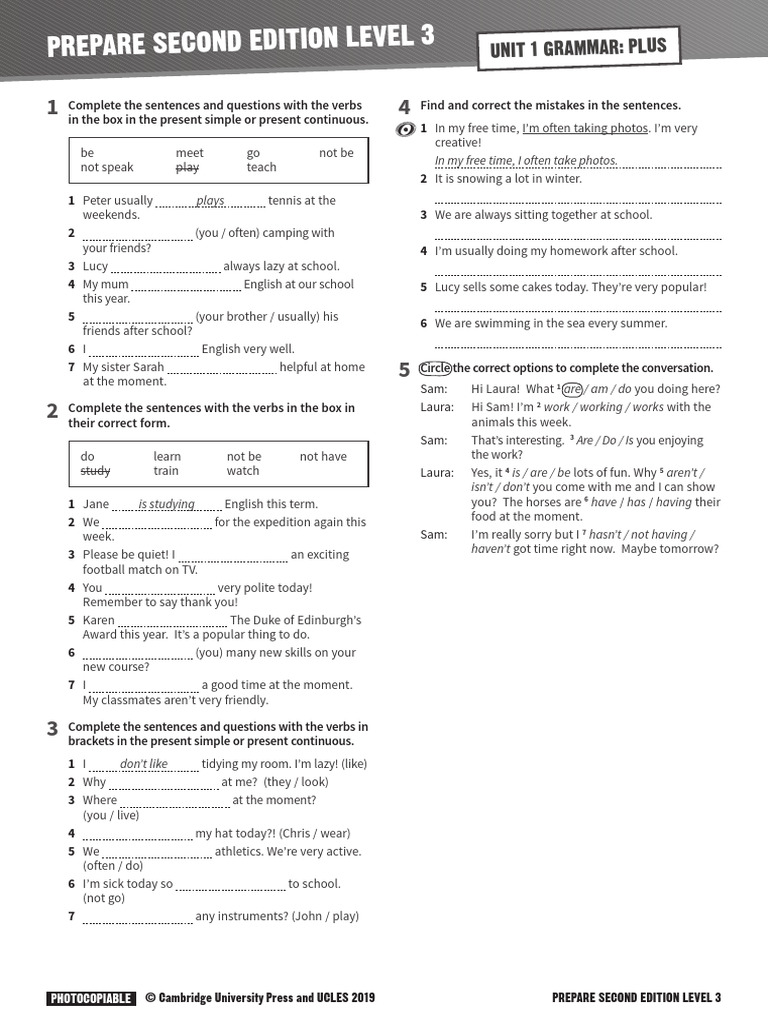 PREPARE 3 Grammar Plus Unit 01 | PDF | English Language | Linguistics
